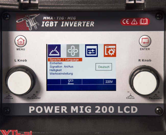 Wtl.si | WTL POWERMIG 200 LCD SYNERGIC MIG/TIG/MMA varilni aparat, Maxy